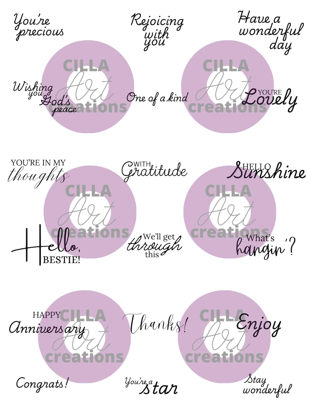 Printable Sentiments, General Sentiments Digital Stamp for Card Making ...