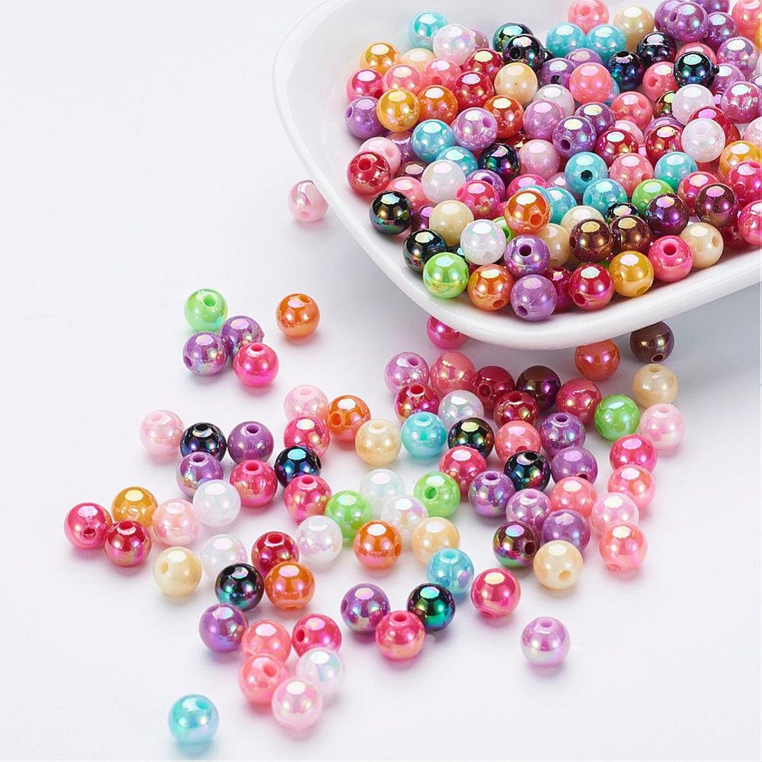 Eco-friendly Poly Styrene Acrylic Beads, AB Color Plated, Round, Mixed ...