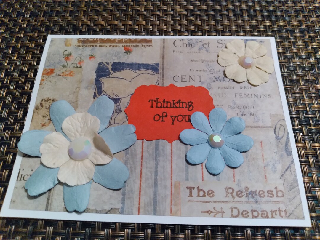 Thinking of You Card, Hand Made Greeting Card, Hand Stamped Notecard - Etsy