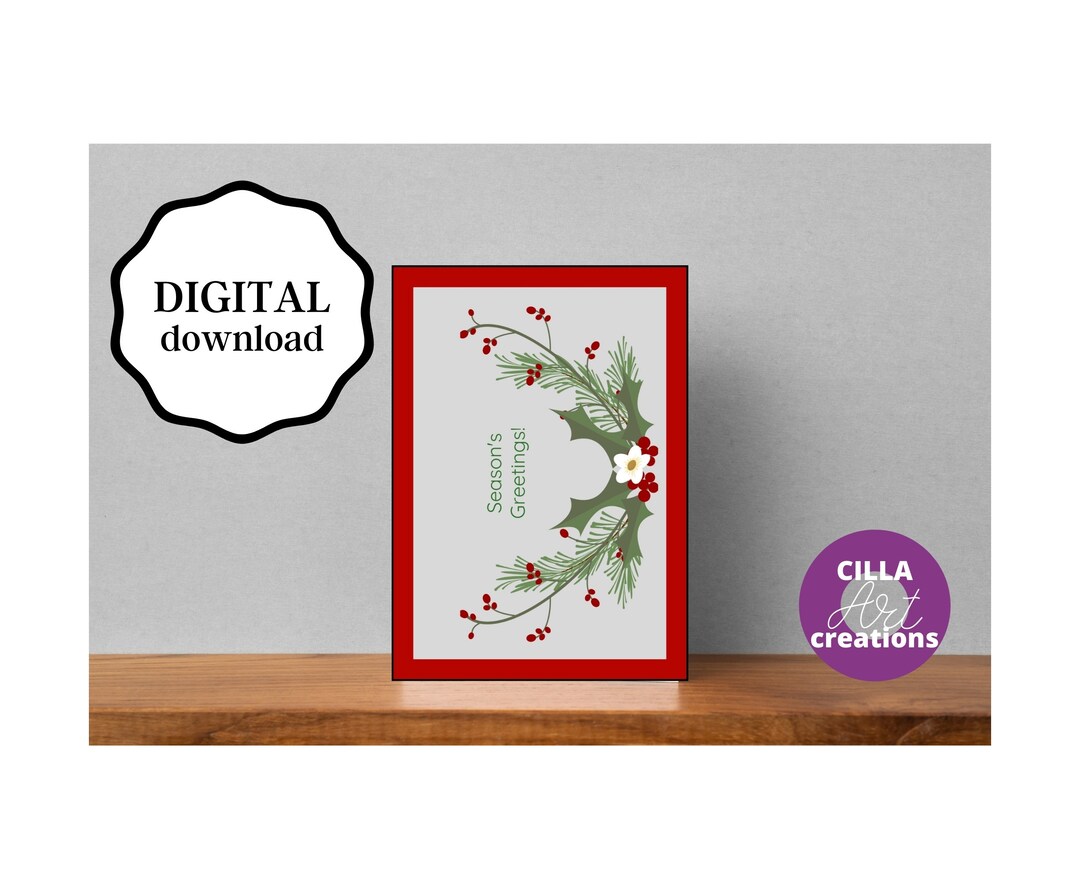Printable Christmas Cards, Happy Holidays Card, Season's Greetings ...