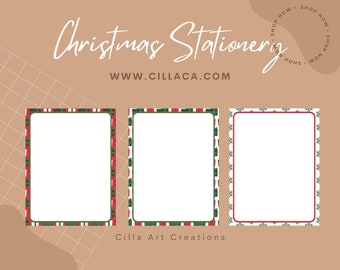 Printable Christmas Stationery Red and Green Christmas Damask Letter ...