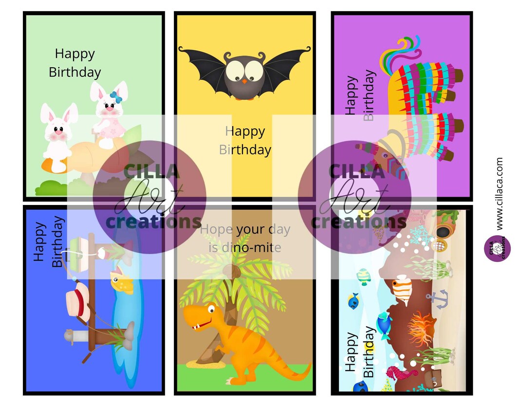 Handmade Digital Card Toppers for Card Making; Happy Birthday Set 5 ...