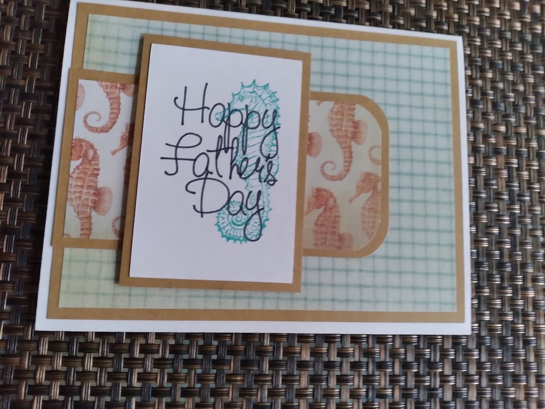 Seahorse Father's Day Card: Handmade Masculine Nautical Design - Etsy