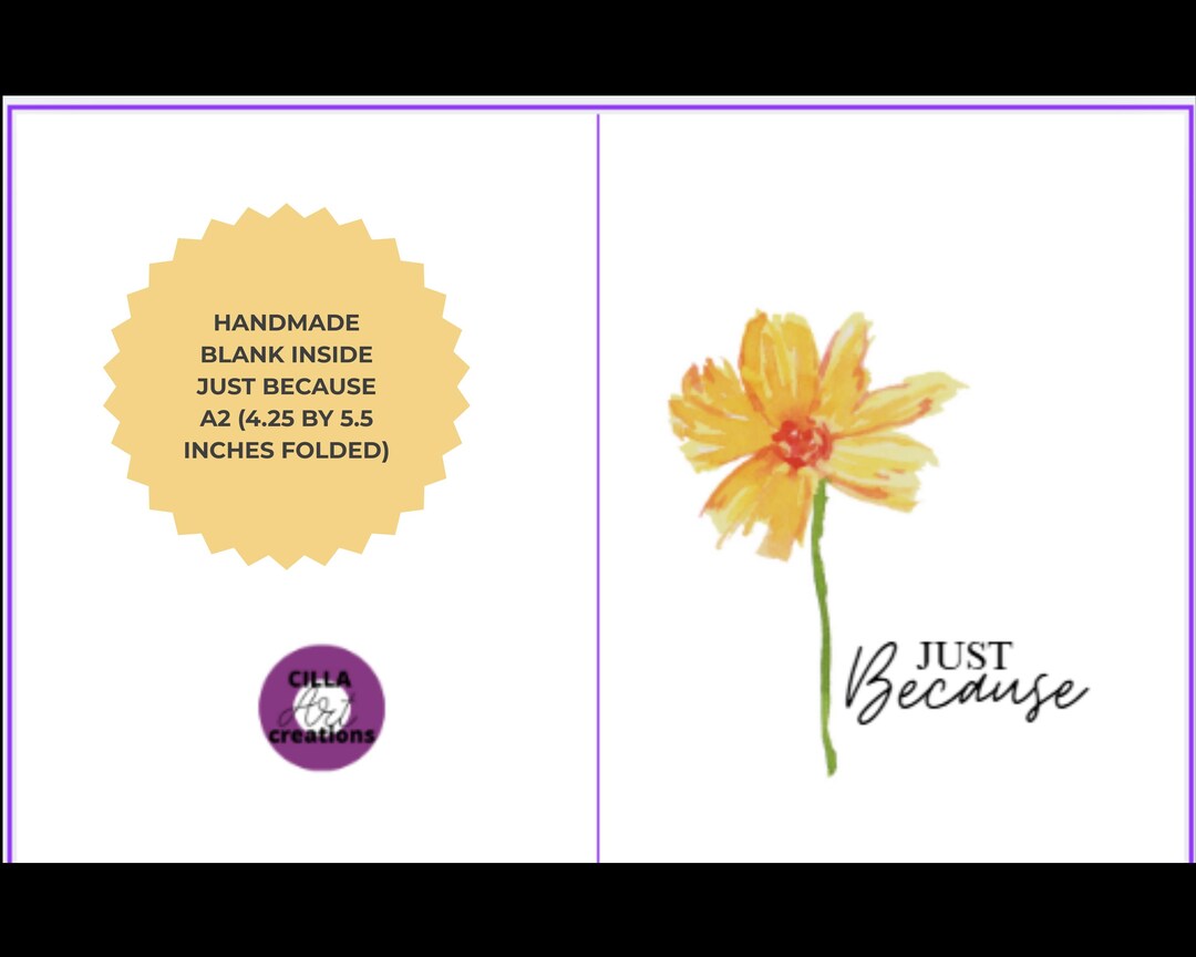 Friendship Greeting Card: Just Because Flower - Handmade Note - Etsy