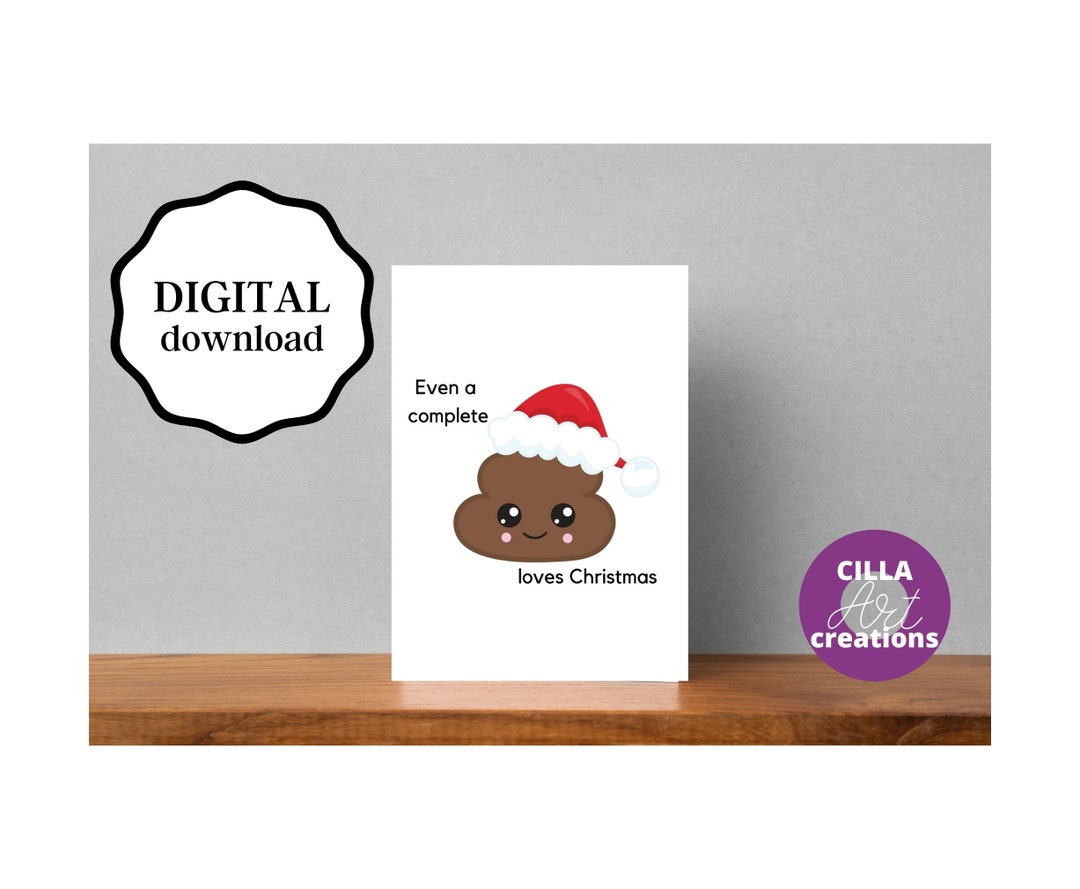 Christmas Card: Funny Poop Emoji Design - Printable 5x7 Folded - Etsy