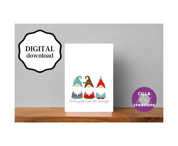 Printable Christmas Cards Gnome for the Holidays Card Gnomes | Etsy