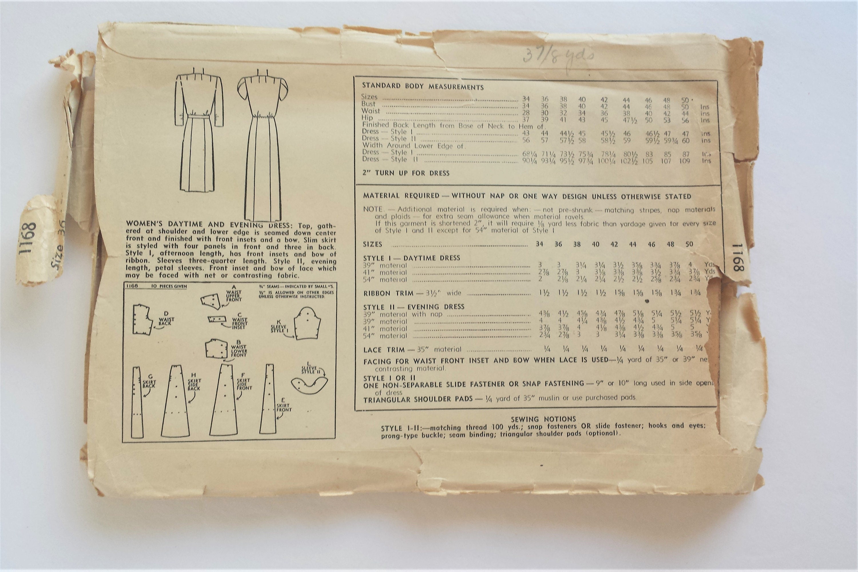 1940s Vintage Simplicity Sewing Pattern 1168 Size 36 Women's Daytime ...