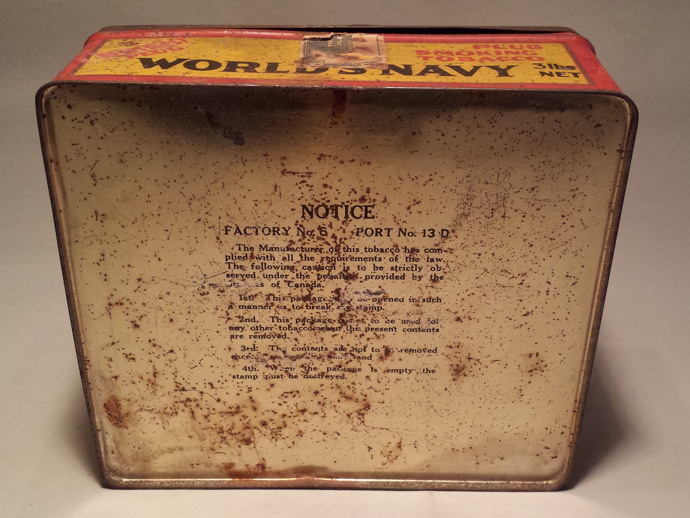 Collectible World's Navy Tobacco Plug Smoking Tin - Etsy