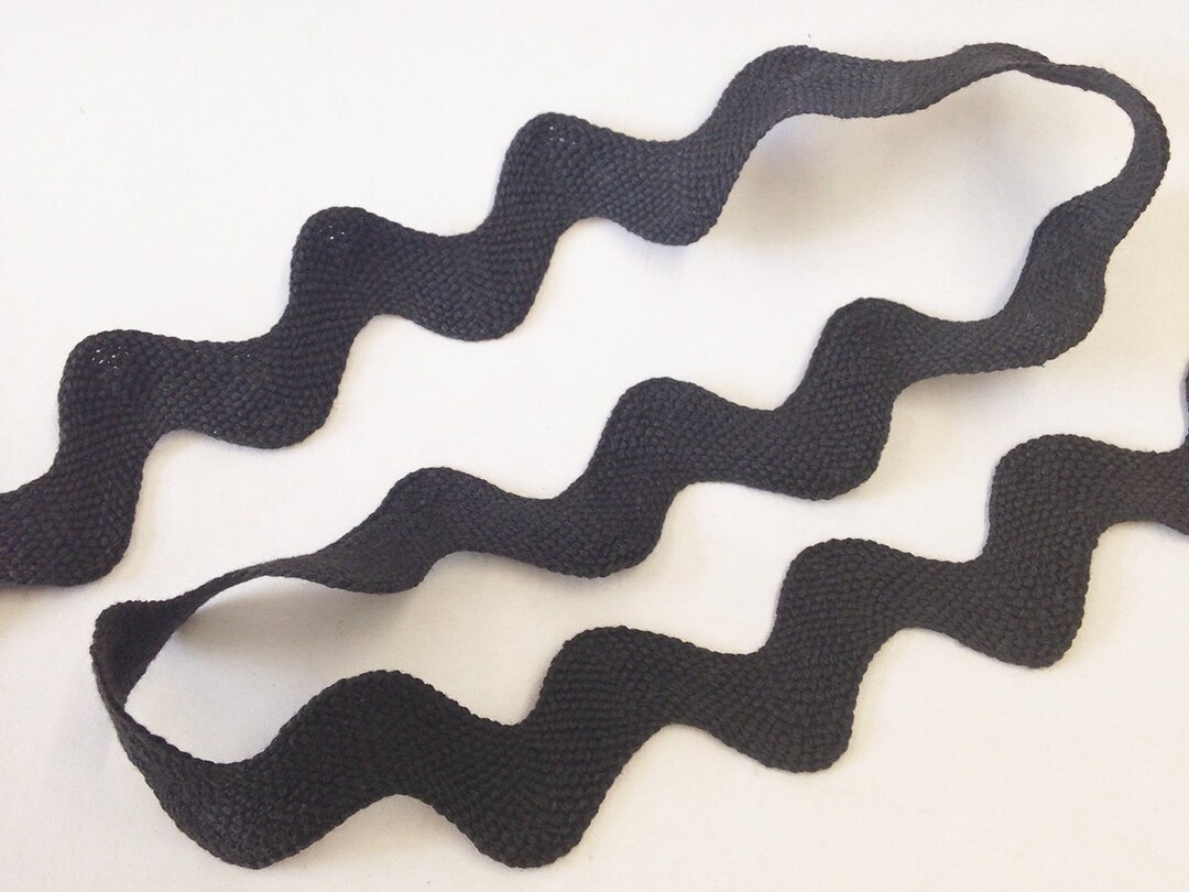Charcoal Black, Vintage, Woven Cotton Rick Rack. 1.25 Inches Wide. Lots ...