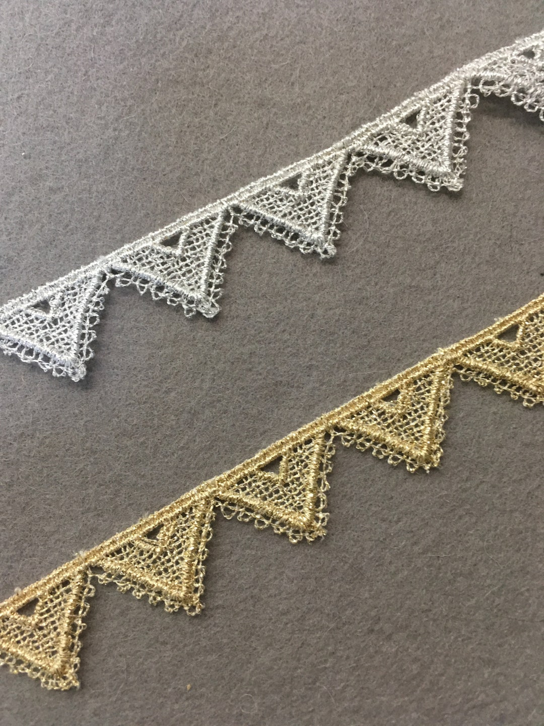 Delicate Imported Lace of Lurex and Cotton in a Sawtooth Motif in ...