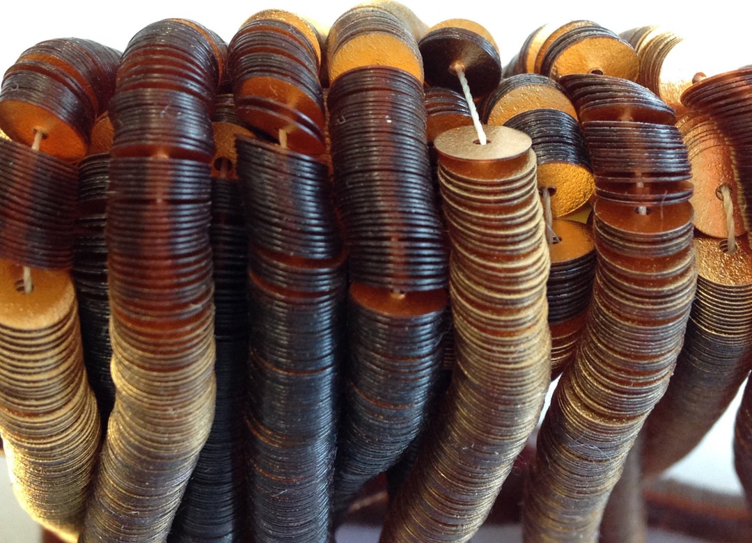 5mm Flat Matte True Gold Sequins in Worms strings for Hand Embroidery ...