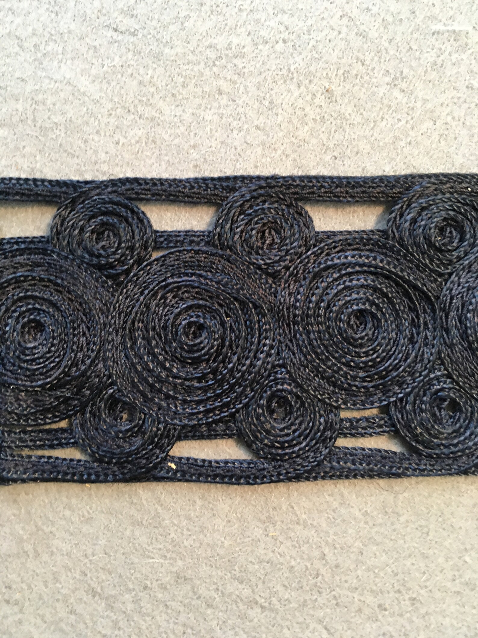 Vintage Rayon Trim With Circular Motif. 2" Wide, in Black or Navy Blue ...