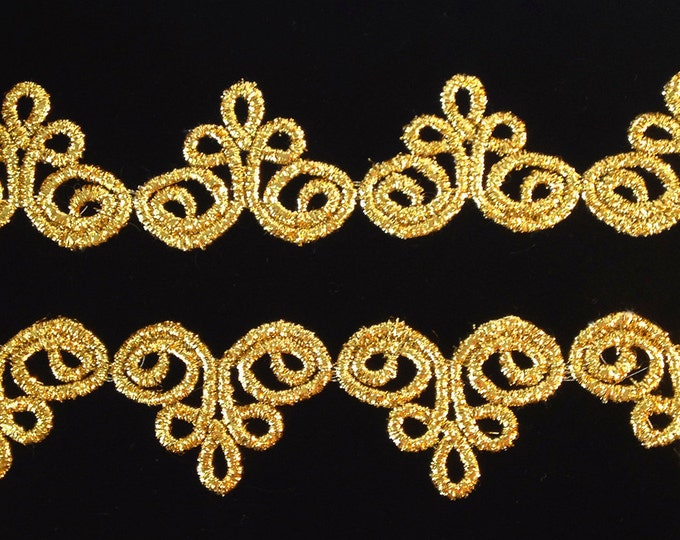 Gold, Metallic Mylar Lace Trim pointe De Venise, Each Segment is Approx ...