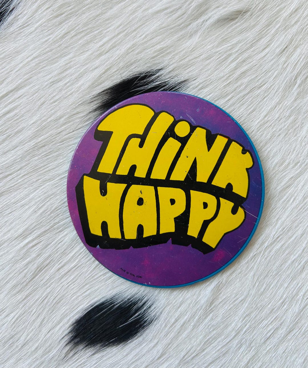 Giant Vintage 70s Hippie Pin: Think Happy Graphic, 3.25" - Etsy