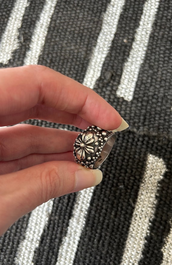 Heavy sterling silver vintage ring 70s - Gem
