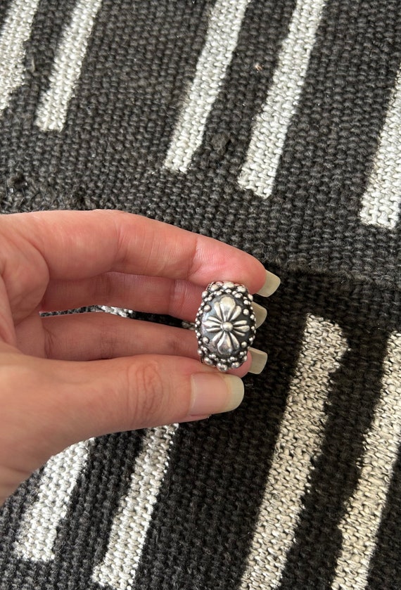 Heavy sterling silver vintage ring 70s - Gem