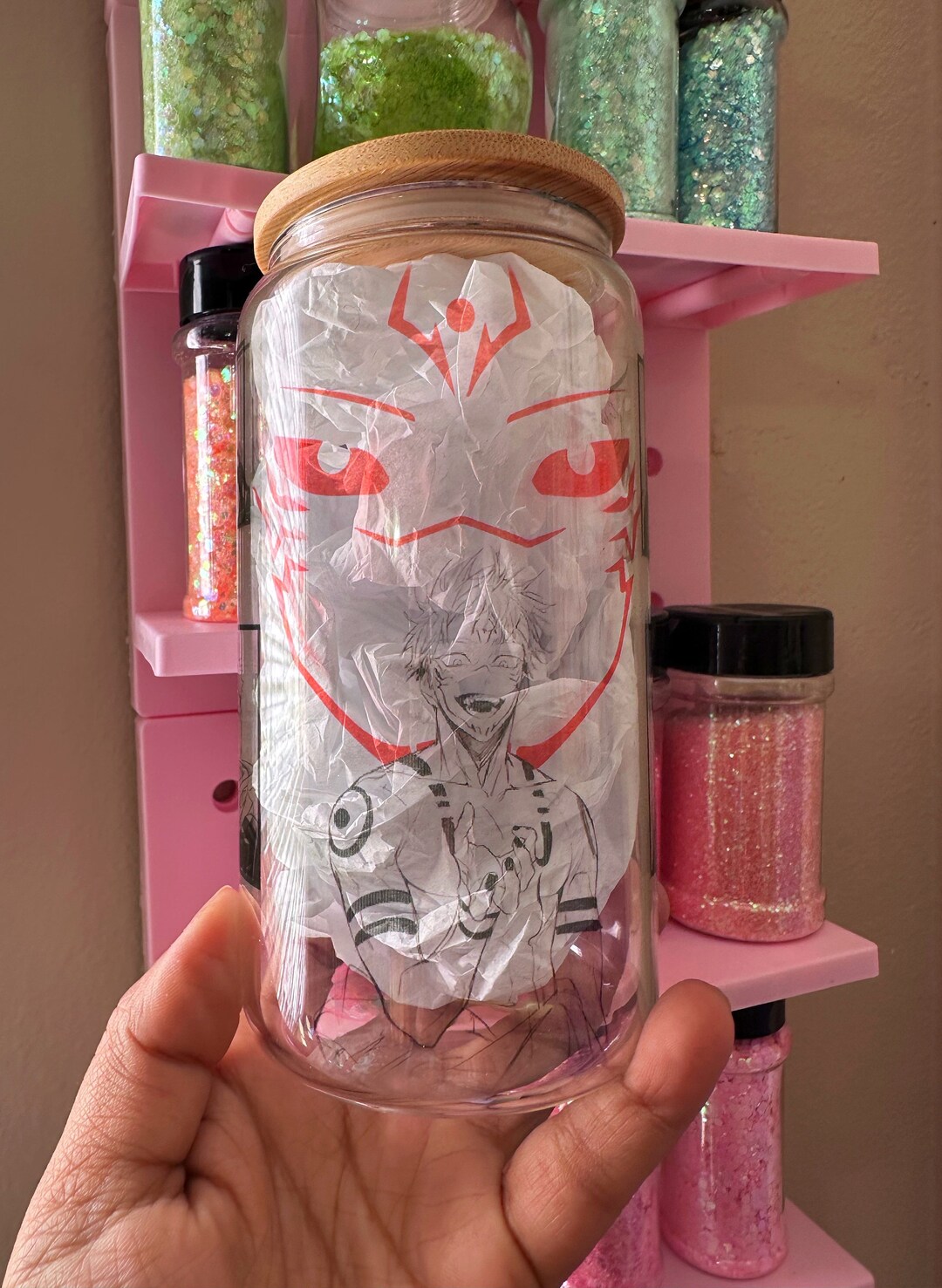 16 Oz Glass Can / Anime Isnpired Juji Itadori Sakuna Jujutsu Kaisen ...