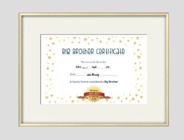 Big Brother Certificate, Big Brother Gift, Sibling Gift, New Baby Gift ...