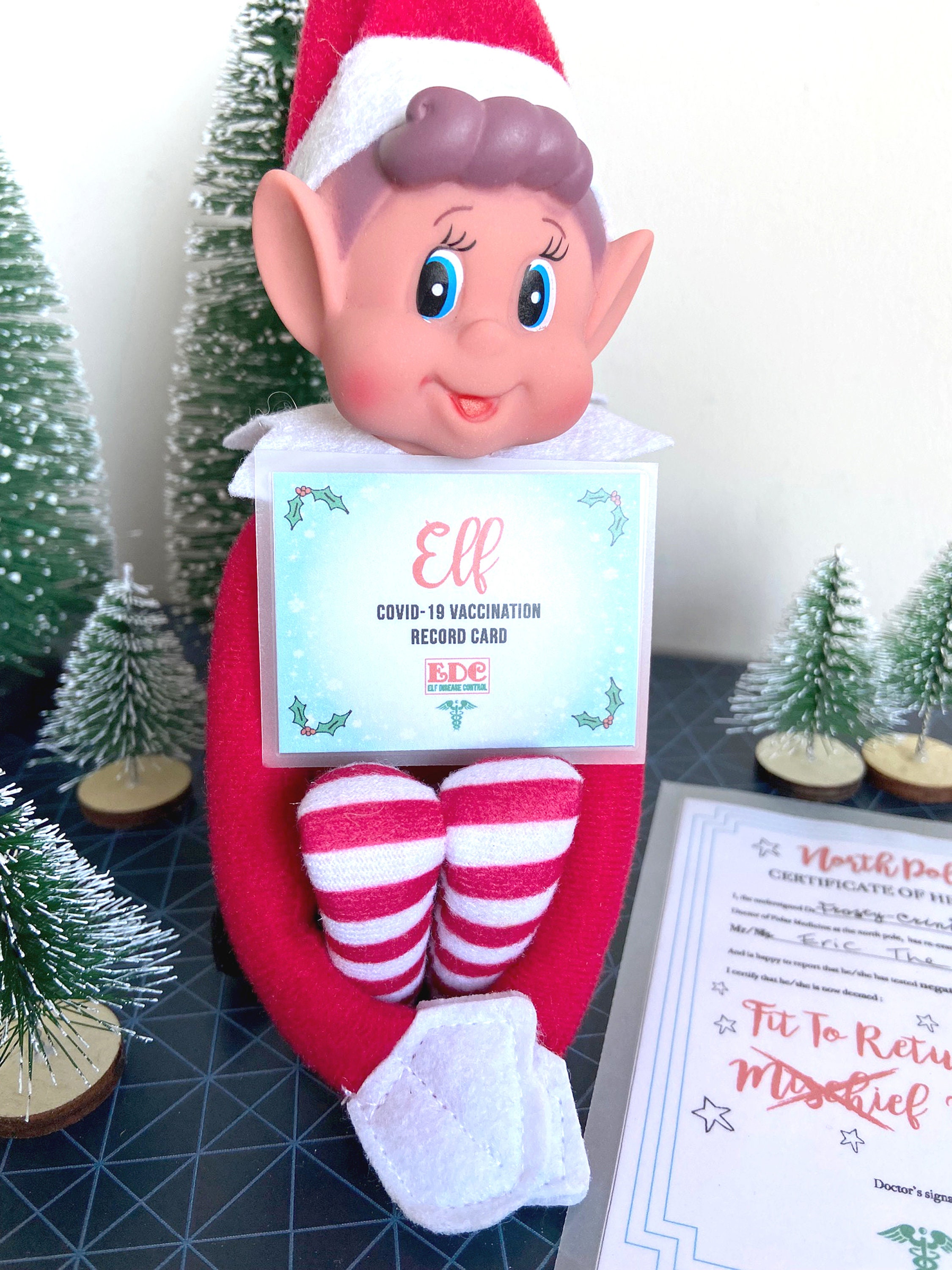 PRINTABLE Elf Props Set, Elf COVID Cert, COVID Elf, Elf Vaccine Record ...
