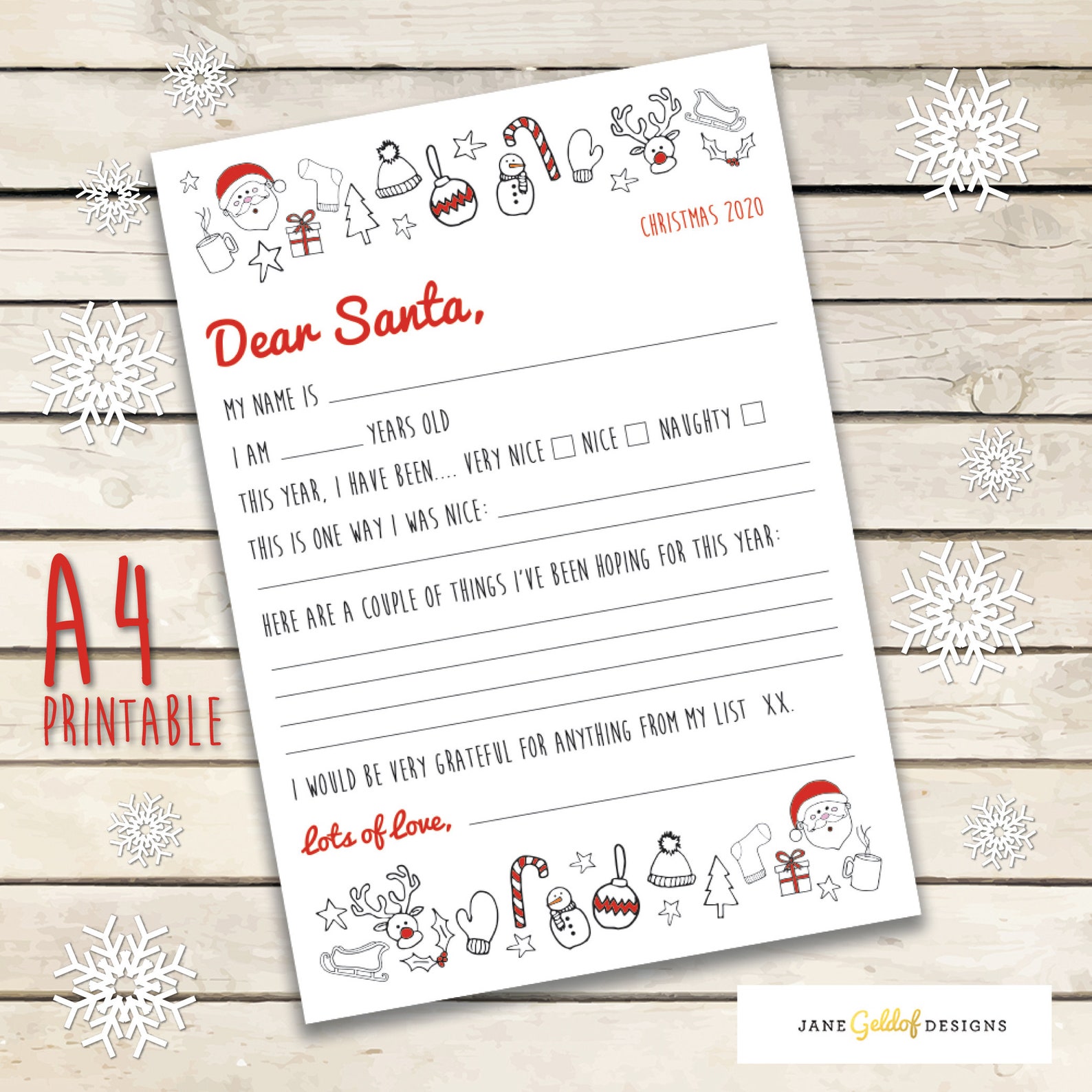Santa List / Letter Santa Letter Printable Printable Santa | Etsy