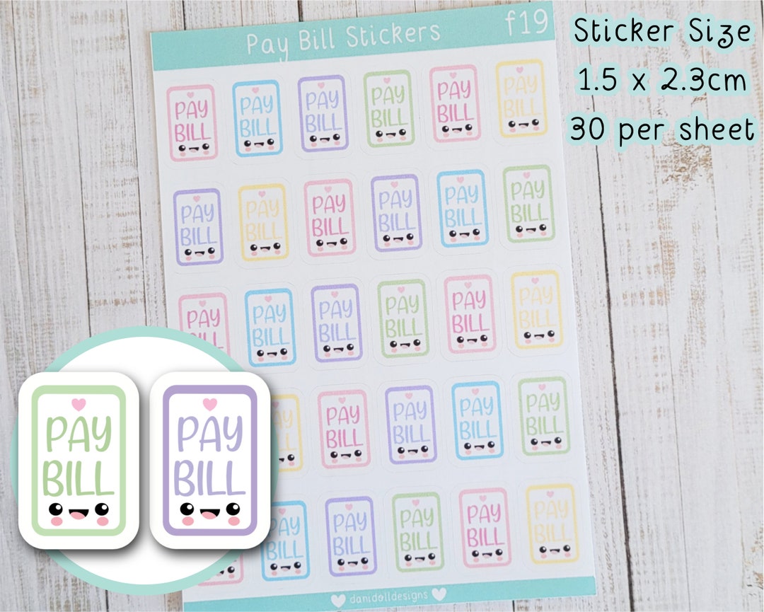 Pay Bill Mobile Phone Cute Planner Stickers - Cell Phone Reminders ...