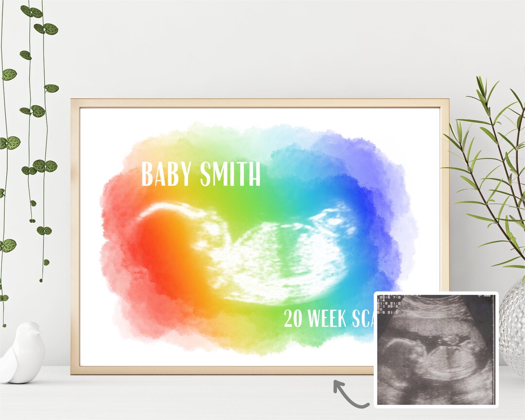 Personalised Ultrasound Gradient Watercolour Baby Scan Print Shower ...
