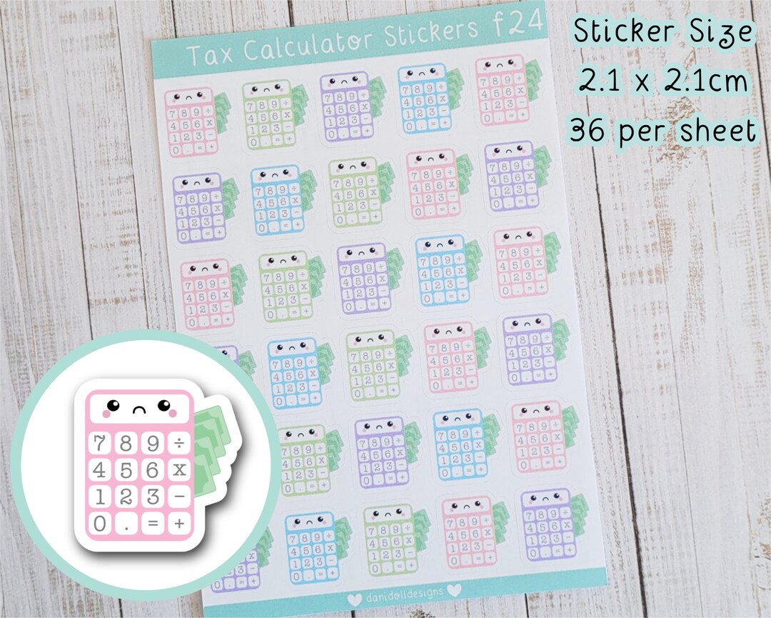Tax Calculator Cute Planner Stickers - Income Calculators , Finance ...