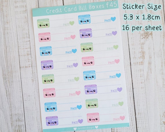 Credit Card Bill Cute Planner Box Stickers CC Bill Reminder - Etsy