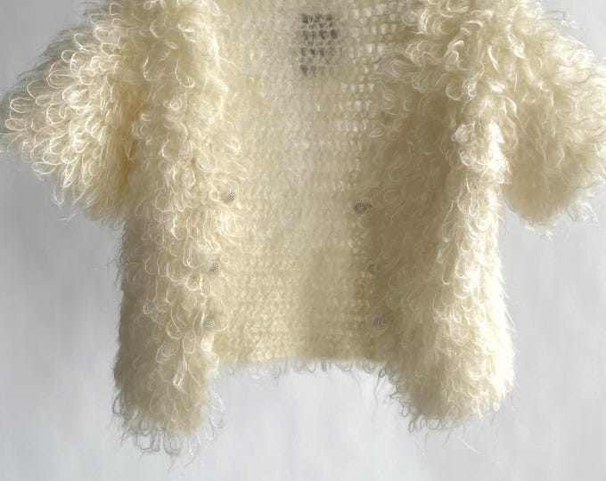 Handmade Shrug Bolero Off-white Light Cream Wool Top Mother of Pearl ...