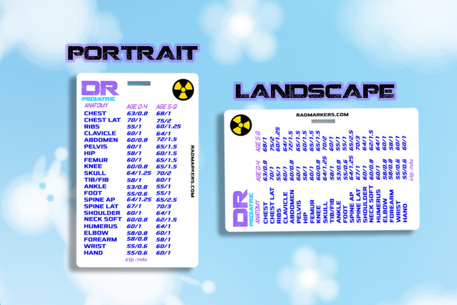 PEDIATRIC DR Technique Chart for X-ray Technologist - Etsy