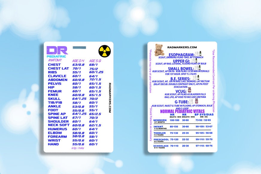 PEDIATRIC DR Technique Chart for X-ray Technologist - Etsy