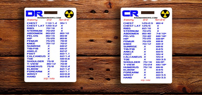CR / DR ONLY Technique Chart for X-ray Technologist | Etsy