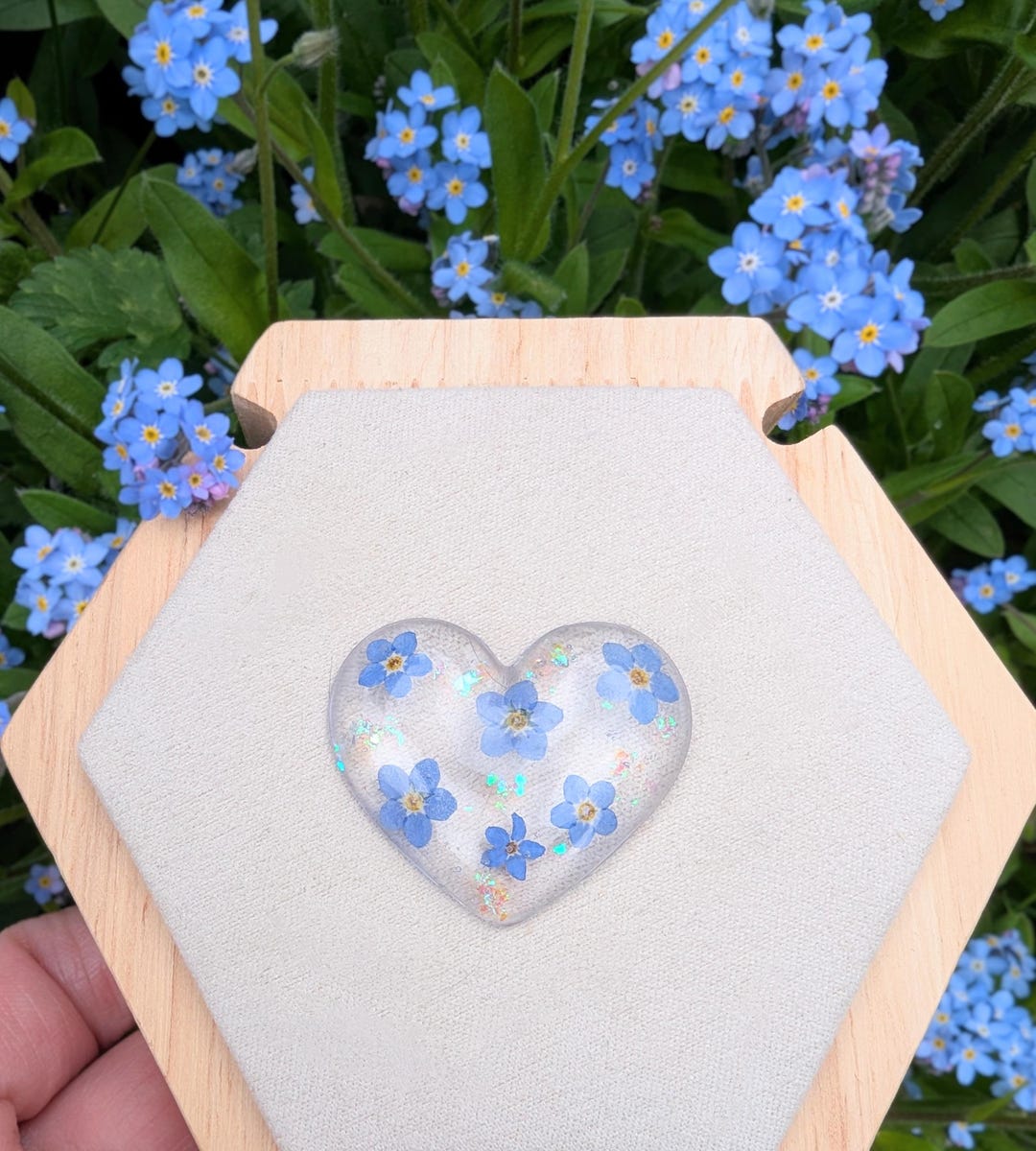 Forget Me Not Resin Heart Pocket Hug: Remembrance Gift - Etsy