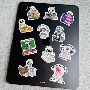Skull Kindle Sticker Pack, Spooky Skeleton Bookish Sticker Bundle ...
