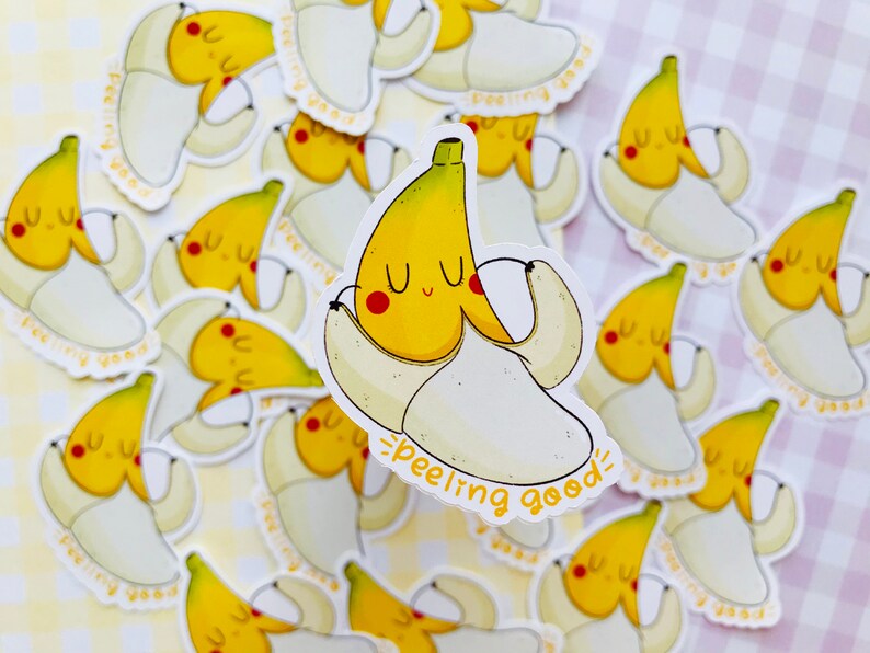 Peeling Good Cute Banana Glossy Die Cut Sticker Funny - Etsy