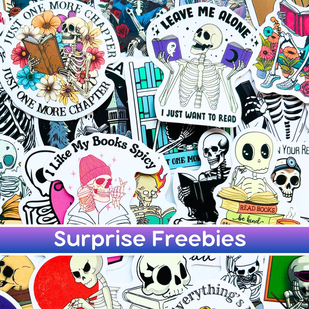Skull Kindle Sticker Pack, Spooky Skeleton Bookish Sticker Bundle ...