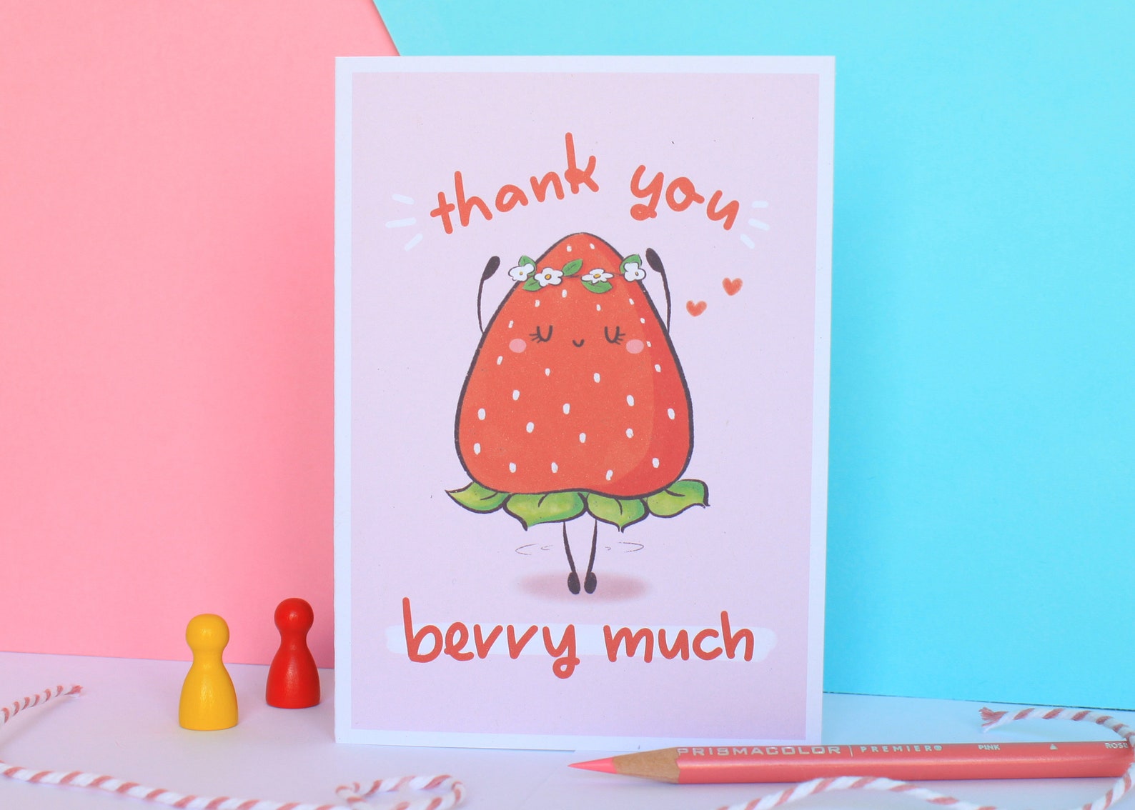 Thank you Berry Much Funny Strawberry Thank You Card Fruit | Etsy