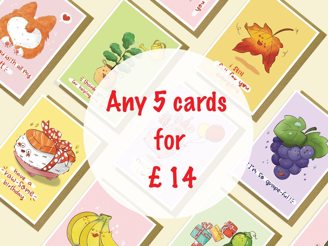 Funny Greeting Card Bundle, 5 Card Bundle, Card Bundle Mix & Match ...