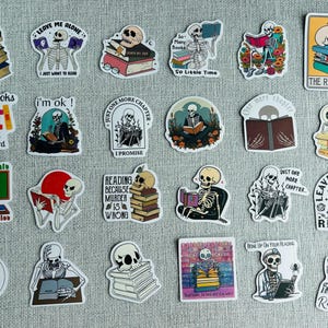Skull Kindle Sticker Pack, Spooky Skeleton Bookish Sticker Bundle ...