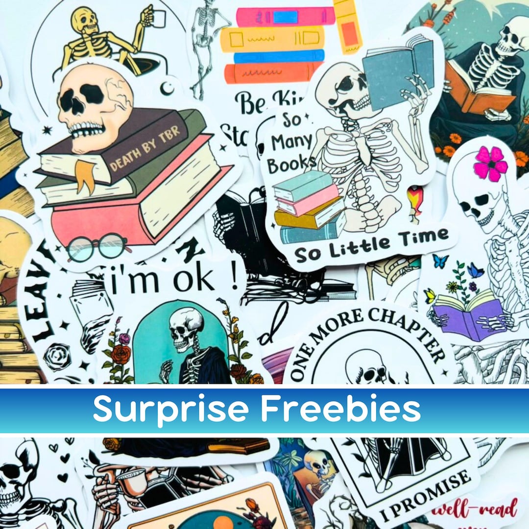 Skull Reading Sticker Kindle Decal, Fantasy Bookish Sticker Pack, Men's ...