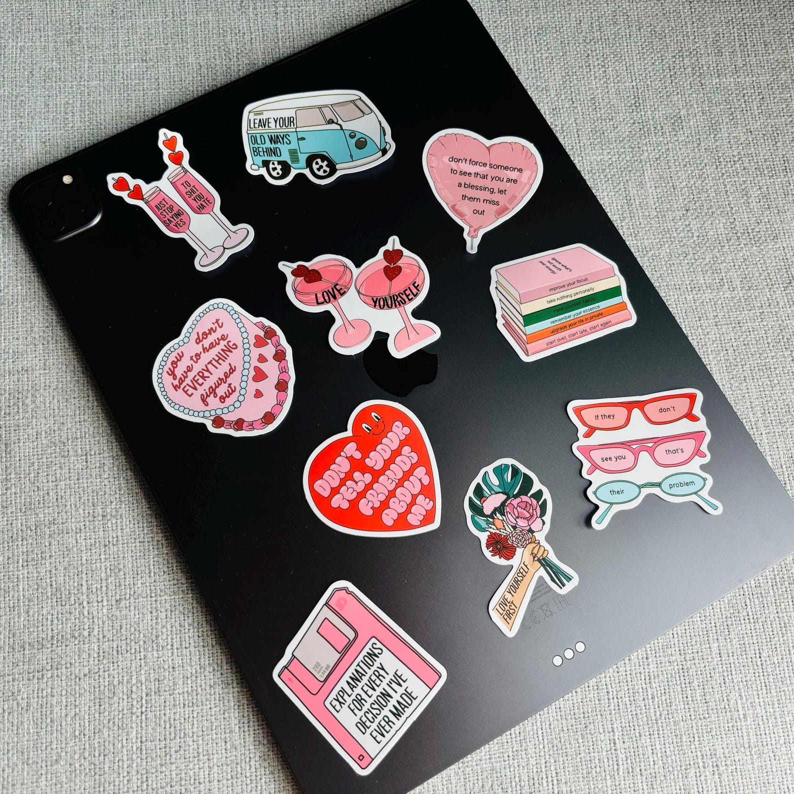 Motivational Affirmation Quote Sticker Bundle, Pink Love Myself Sticker ...