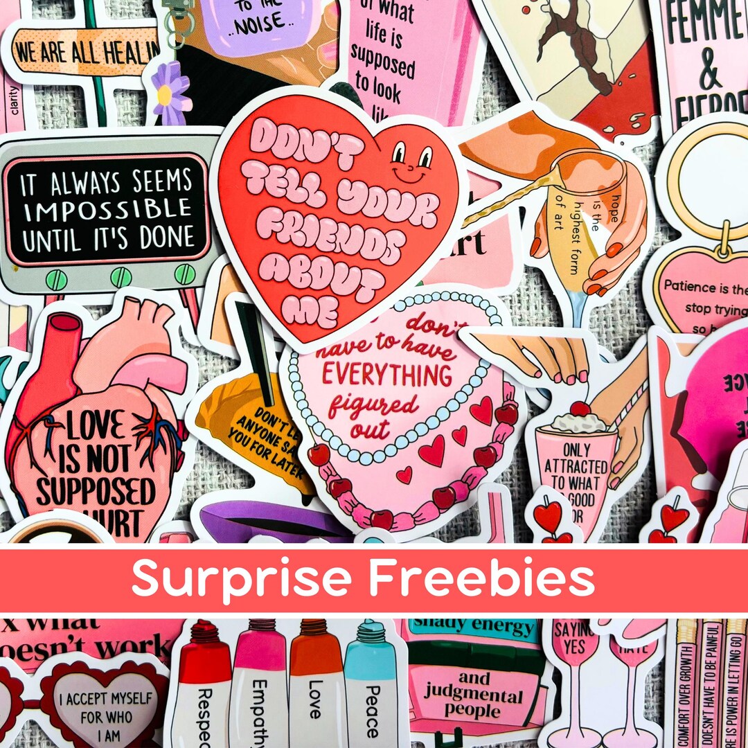 Self Love Mental Health Sticker Bundle, Pink Love Yourself Sticker ...