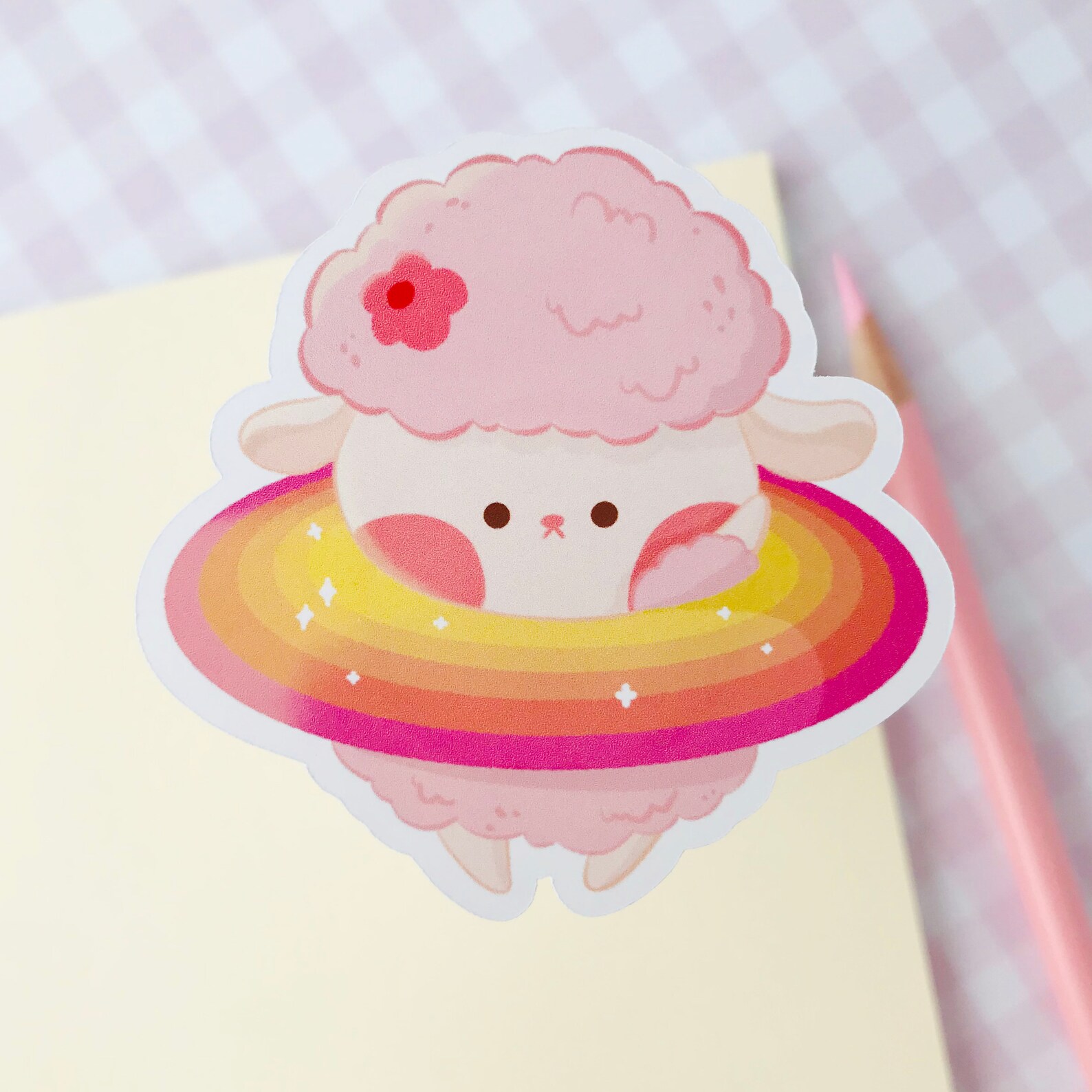 Radiating Positivity Rainbow Sticker Kawaii Sheep Sticker - Etsy
