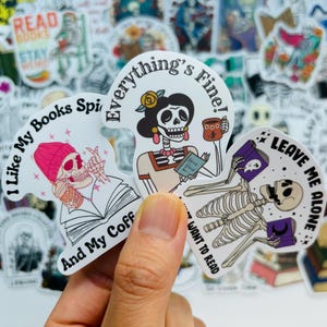Skull Kindle Sticker Pack, Spooky Skeleton Bookish Sticker Bundle ...