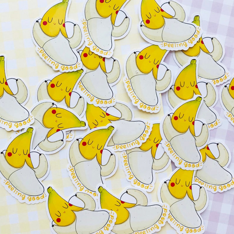 Peeling Good Cute Banana Glossy Die Cut Sticker Funny - Etsy