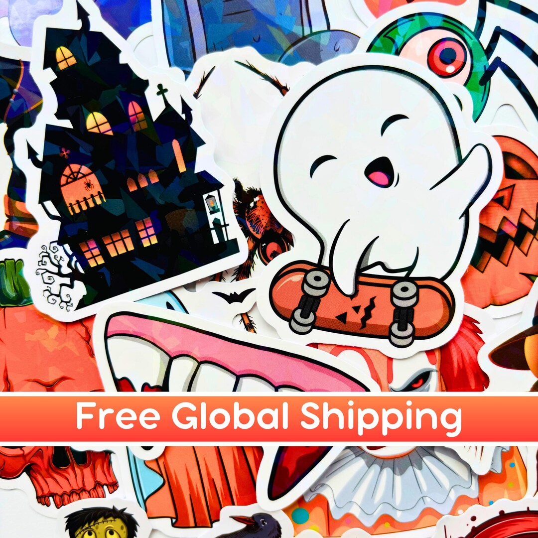 Holographic Halloween Party Sticker Pack, Ghost Phone Stickers, Spooky ...