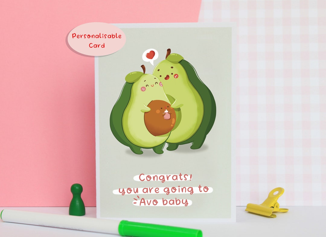 Personalized Avo Baby Card, Funny Avocado Pregnancy Card, Baby Shower ...