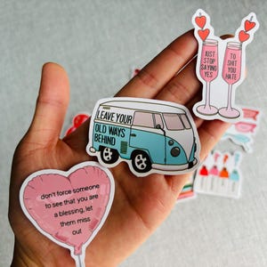 Motivational Affirmation Quote Sticker Bundle, Pink Love Myself Sticker ...