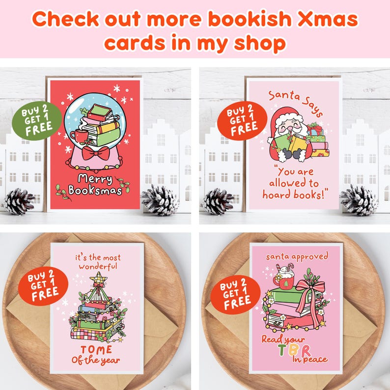 Funny Bookish Card, Christmas Pun Card, Book Lover Gift, Book Related ...