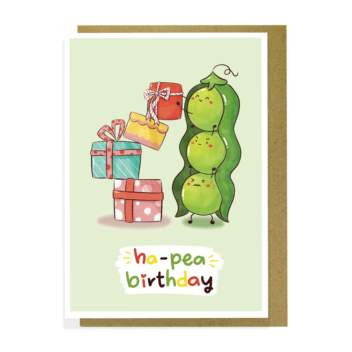Ha-pea Birthday Card Kawaii Personalisable Pea Birthday Card | Etsy UK